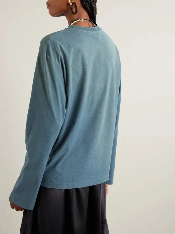 Acne Studios Printed Organic Cotton And Hemp-blend Jersey T-shirt - Blue