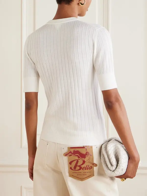 Bottega Veneta Ribbed Wool T-shirt - Neutrals