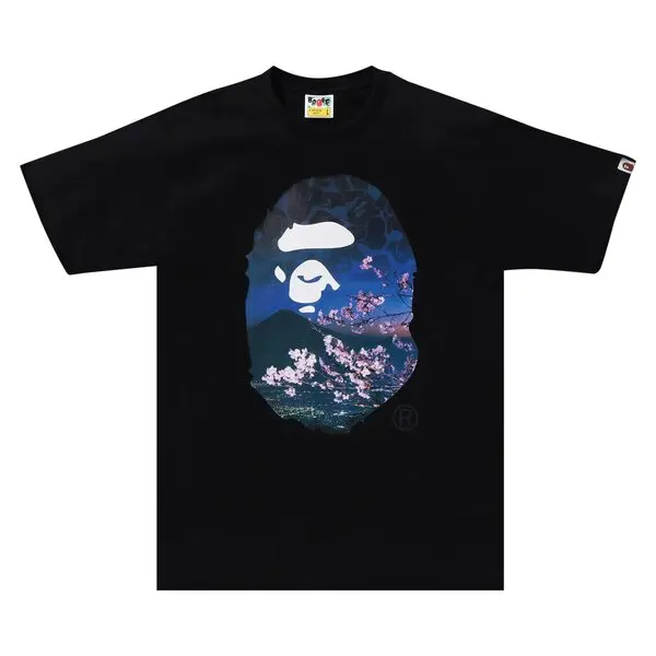 A BATHING APE Sakura Photo Ape Head Tee #2 - Black