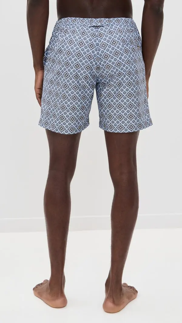 Orlebar Brown Bulldog Drawcord Paisley Swim Shorts - Wave Blue