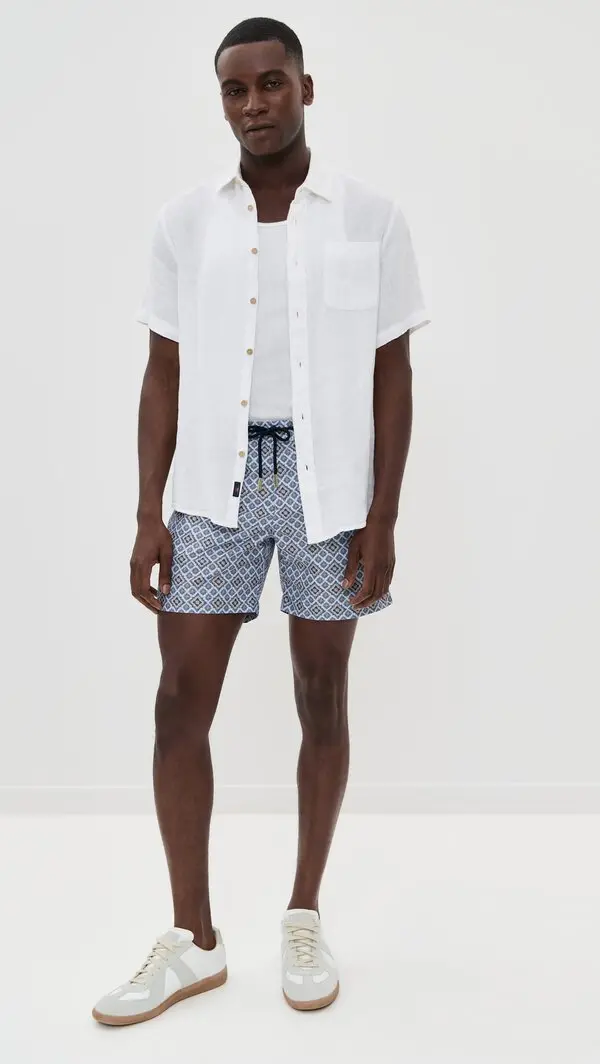 Orlebar Brown Bulldog Drawcord Paisley Swim Shorts - Wave Blue