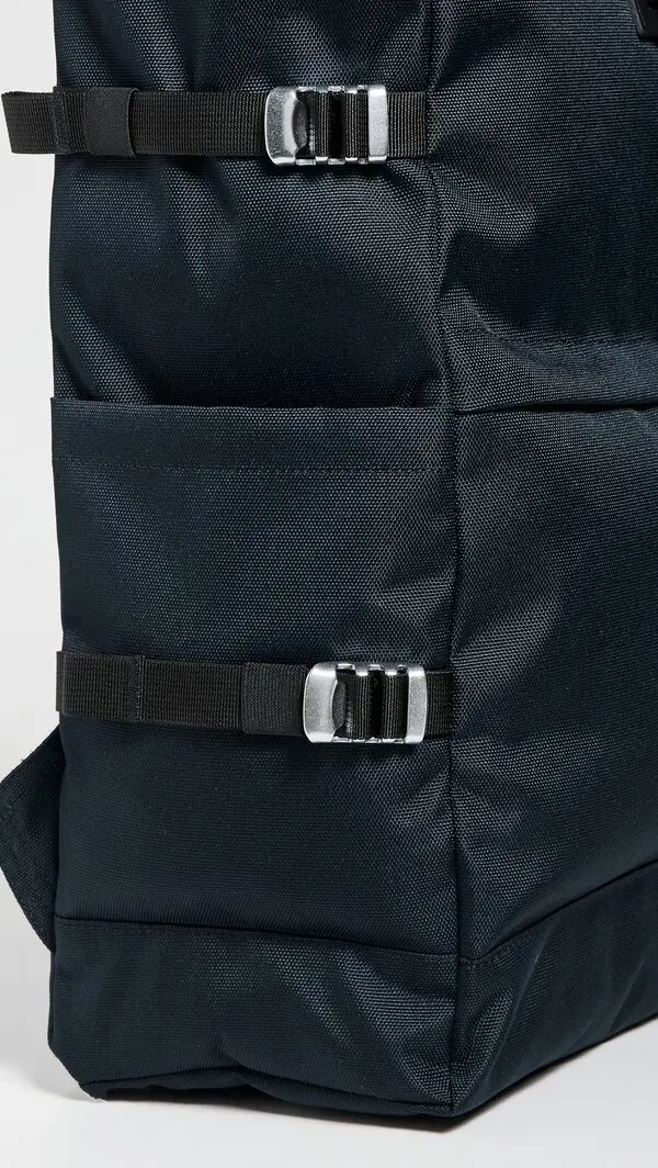 SANDQVIST Icon Large Rolltop Backpack - Navy With Black Leather