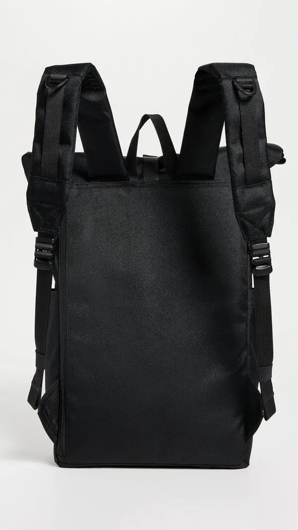 SANDQVIST Icon Medium Rolltop Backpack - Black With Black Leather