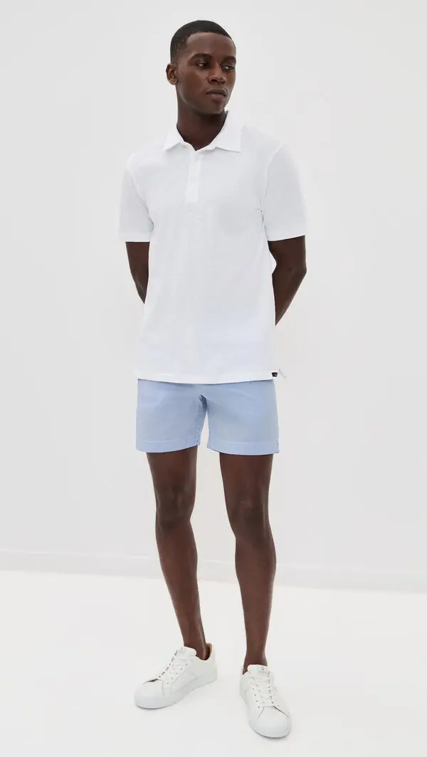 Orlebar Brown Drawcord Seersucker Stripe Swim Shorts 6.25 - Wave Blue