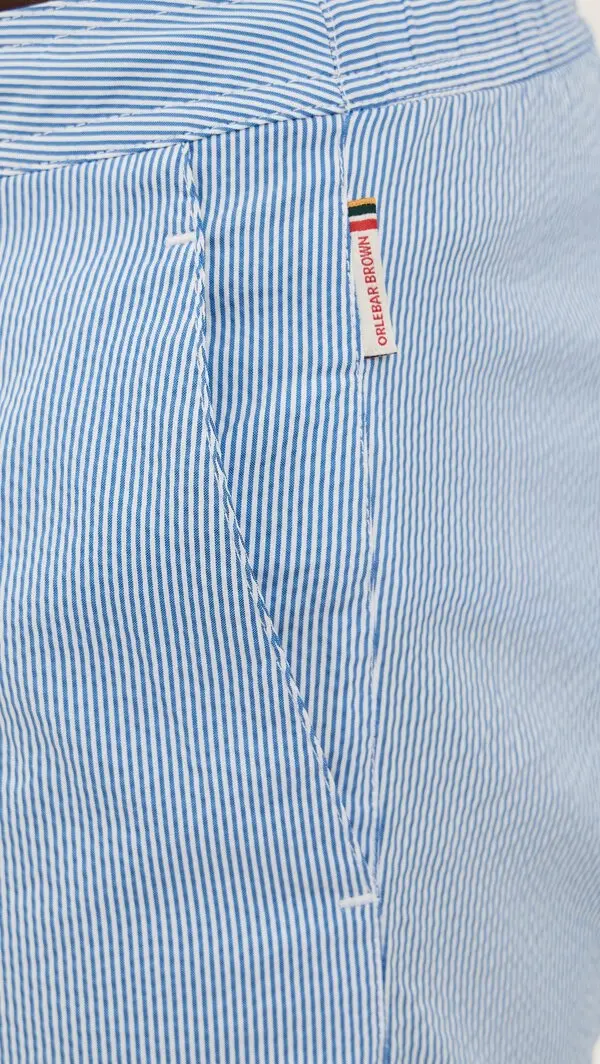 Orlebar Brown Drawcord Seersucker Stripe Swim Shorts 6.25 - Wave Blue
