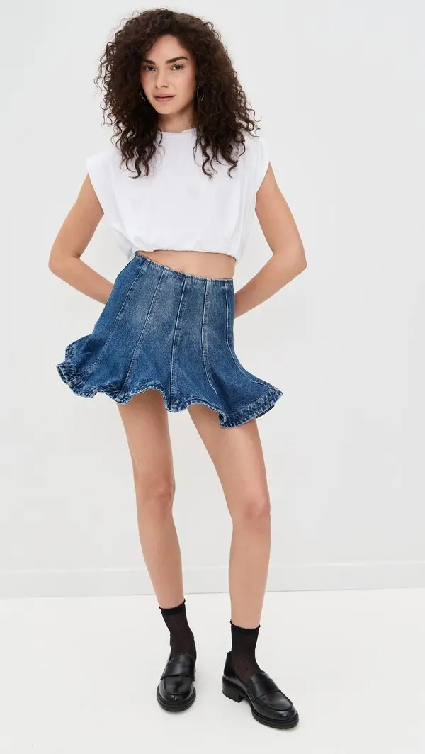 MSGM Denim Mini Skirt - Light Blue