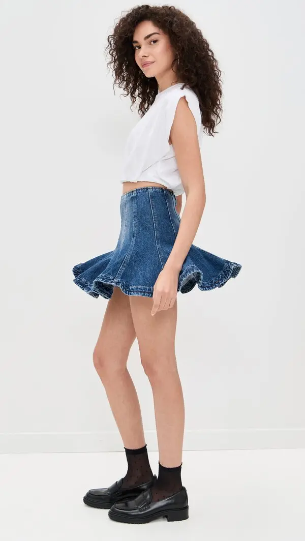 MSGM Denim Mini Skirt - Light Blue