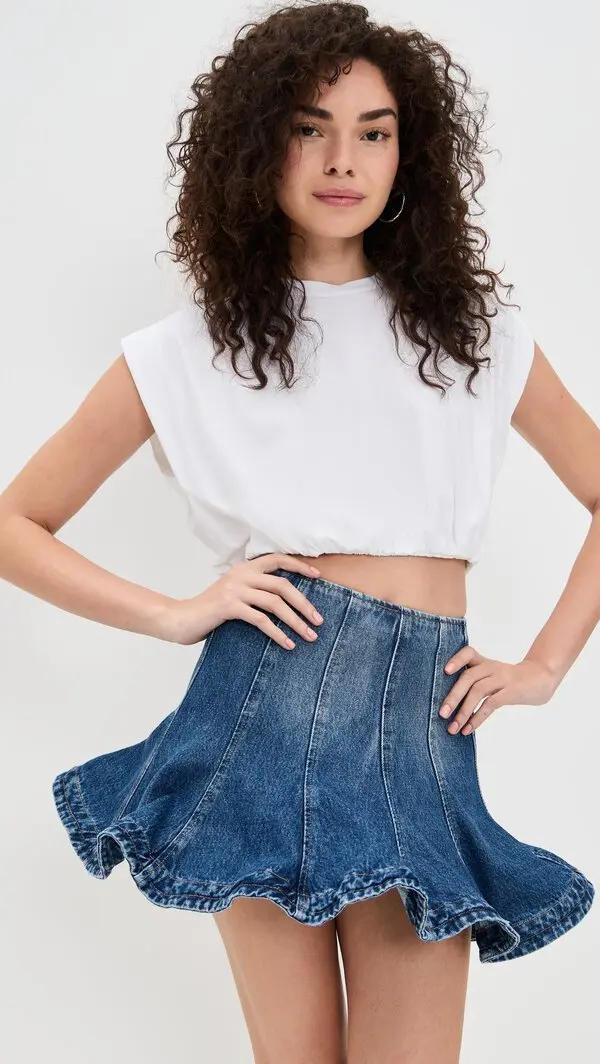 MSGM Denim Mini Skirt - Light Blue