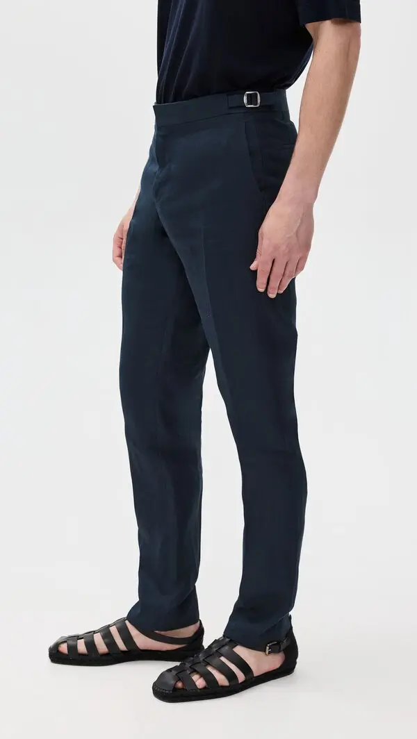 Orlebar Brown Griffon Italian Linen Pants - Night Iris