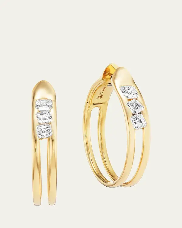 UNIFORM OBJECT 18k Diamond Hoop Earrings - Yellow Gold