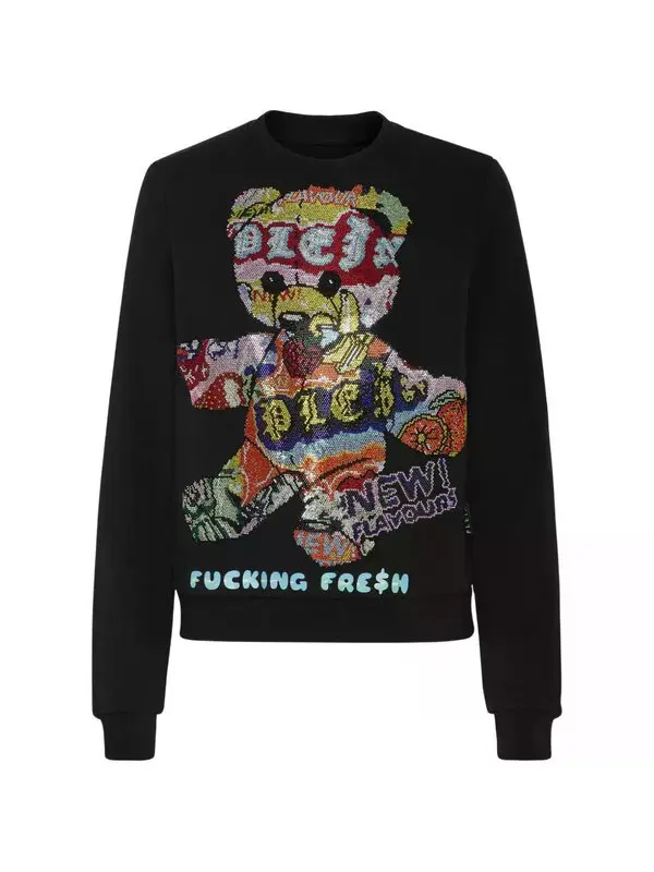 Philipp Plein Rhinestone-embellished Jersey Sweatshirt - Black