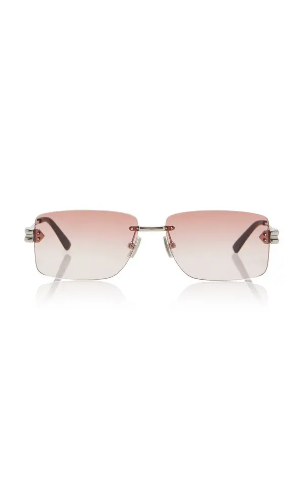 Bottega Veneta Rimless Square-frame Metal Sunglasses - Red