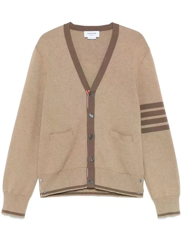 Thom Browne 4-bar Stripe Cotton Cardigan - Brown