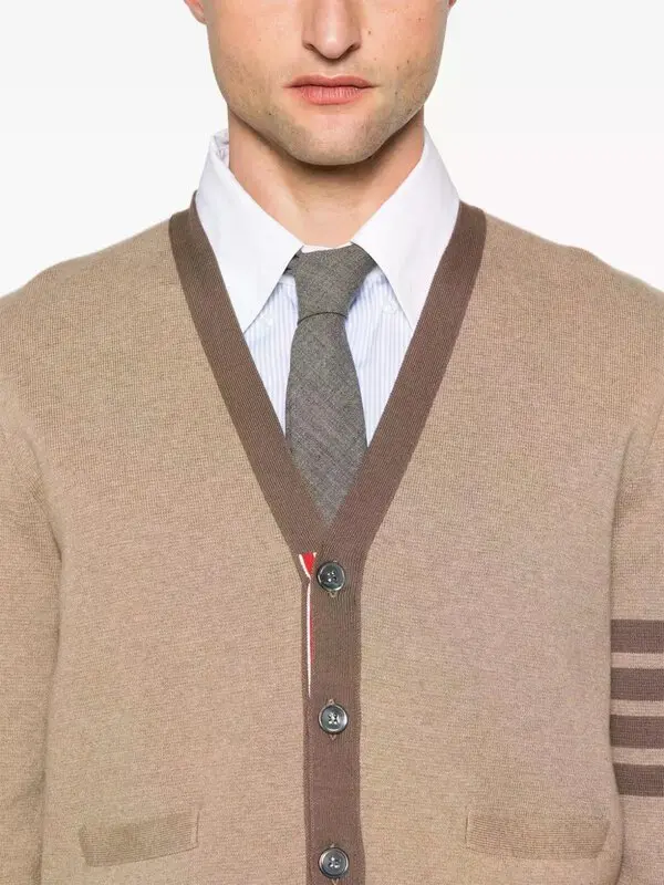 Thom Browne 4-bar Stripe Cotton Cardigan - Brown