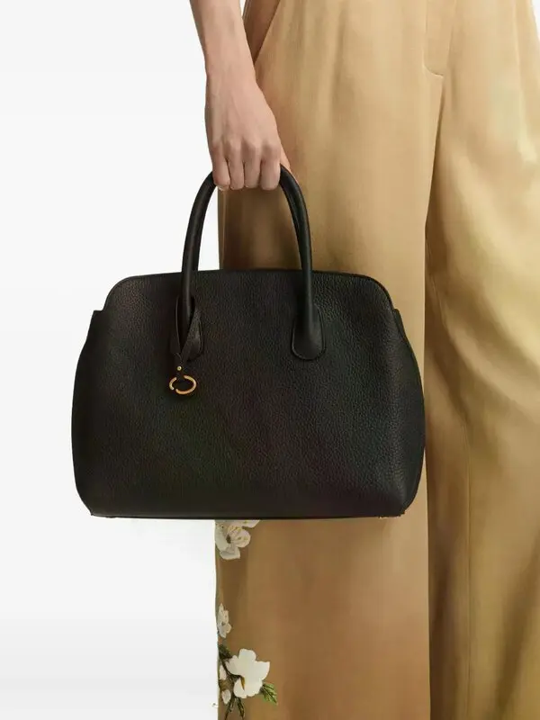 Oscar De La Renta Ivy Textured Leather Tote - Black