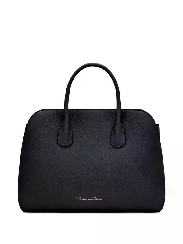 Oscar De La Renta Ivy Textured Leather Tote - Black