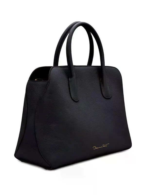 Oscar De La Renta Ivy Textured Leather Tote - Black
