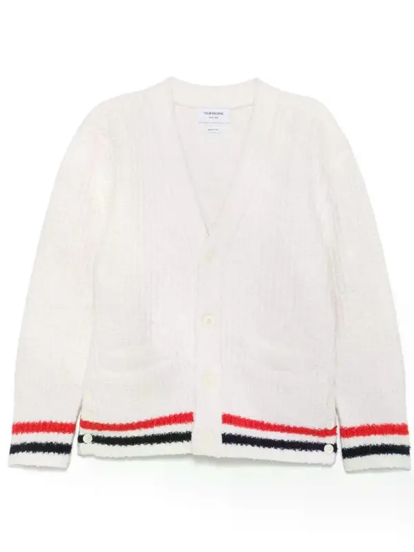Thom Browne Ribbed Knit Cardigan With Rwb Stripe