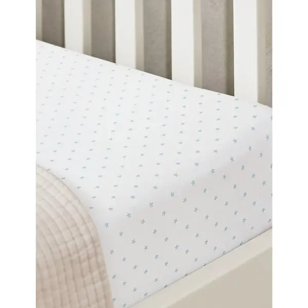 THE WHITE COMPANY Star-print Cotton Fitted Sheet - Cloud Blue