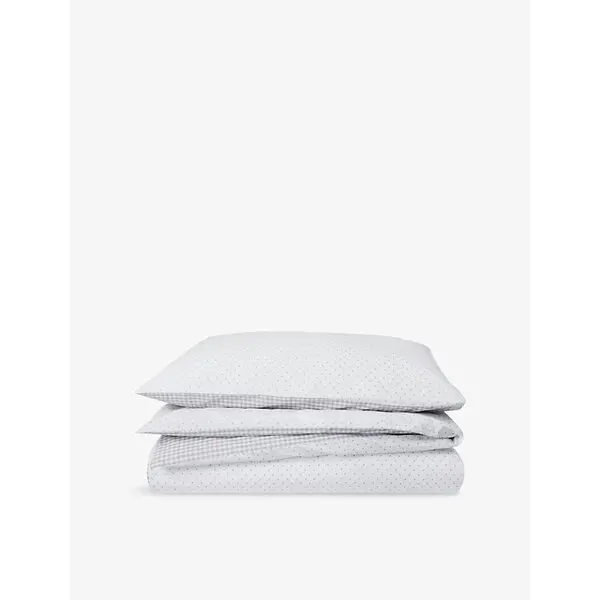 THE WHITE COMPANY Cloud Star Gingham Cotton Bed Set - Cloud Grey