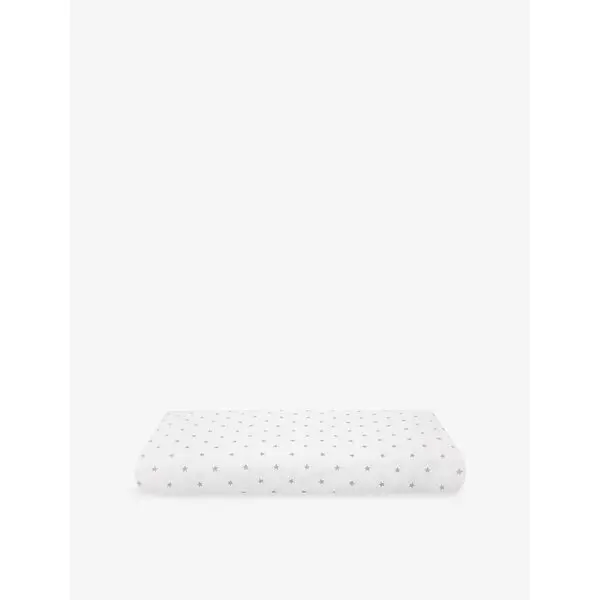 THE WHITE COMPANY Cloud Star Gingham Cotton Fitted Sheet - Cloud Grey