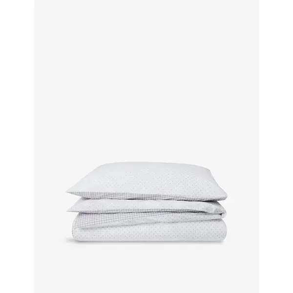 THE WHITE COMPANY Cloud Star Gingham Cotton Bed Set - Cloud Grey