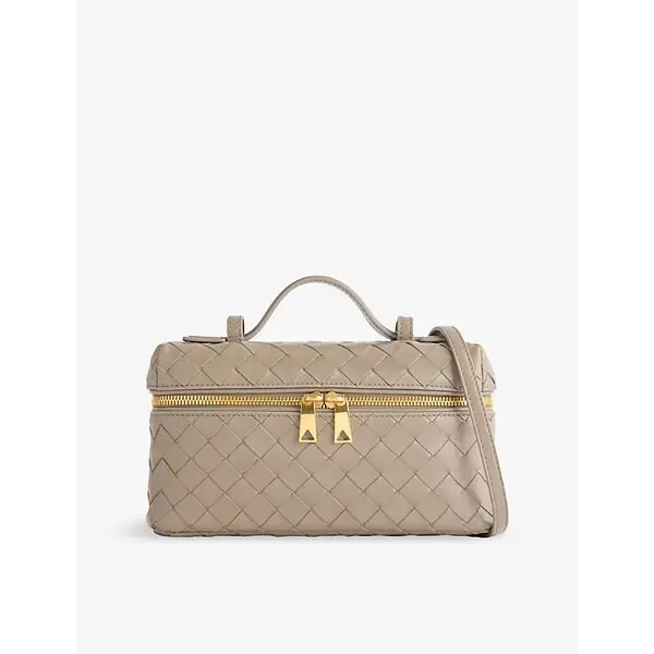 Bottega Veneta Leather Cross Body Bag - Limestone-gold