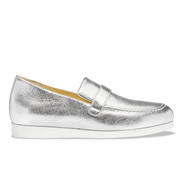 Sarah Flint Alysia Sneaker - Silver Saffiano
