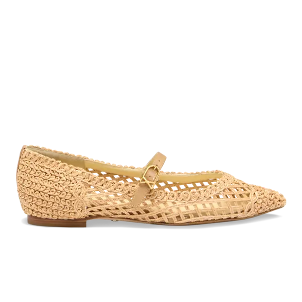 Sarah Flint Runi Mary Jane Flats - Almond Raffia