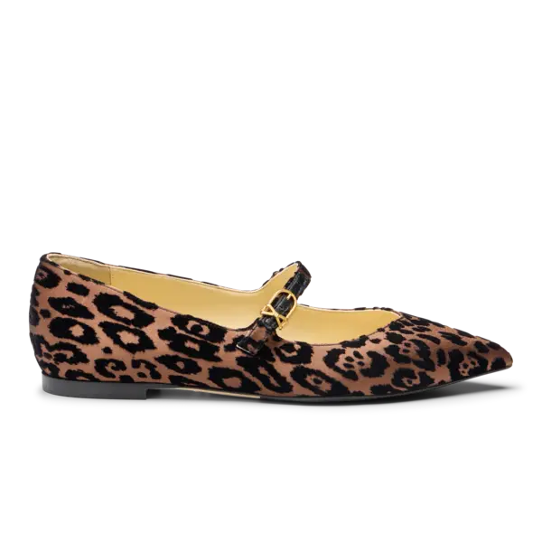 Sarah Flint Runi Mary Jane Flats - Leopard Burnout Velvet