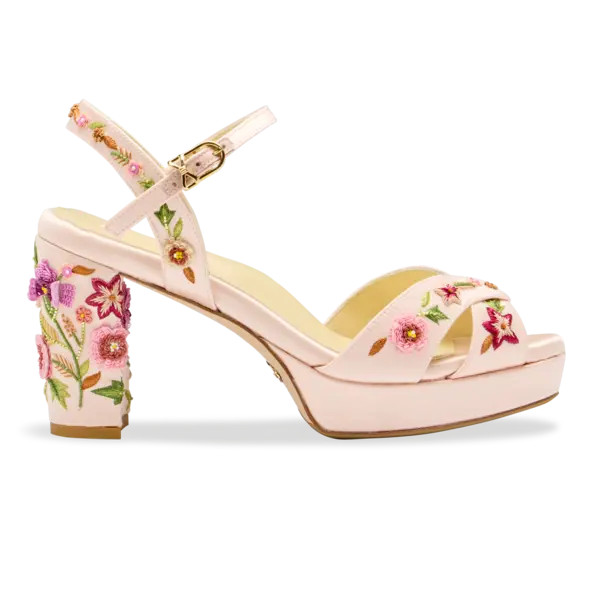 Sarah Flint Perfect Crossover Platform 80 - Pink Floral Satin
