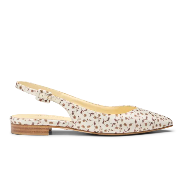 Sarah Flint Stella Slingback Flats - Sepia Floral Silk