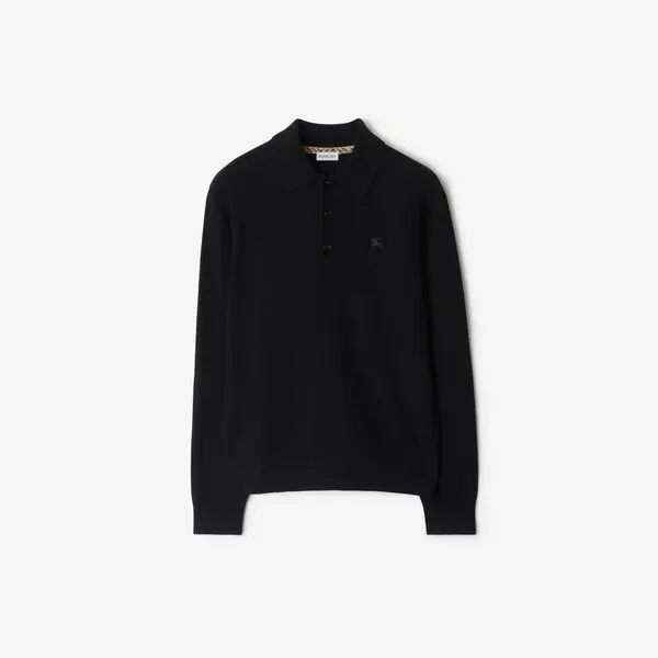 Burberry Long-sleeve Cashmere Blend Polo Shirt - Black