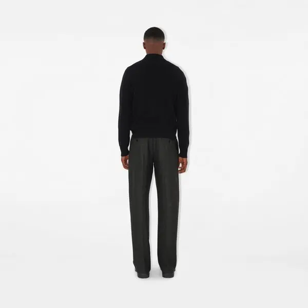 Burberry Long-sleeve Cashmere Blend Polo Shirt - Black