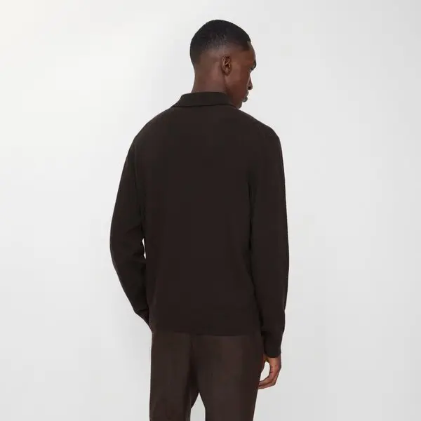 Burberry Long-sleeve Cashmere Blend Polo Shirt - Scorched Brown