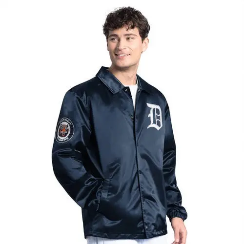 STARTER Detroit Tigers Cooperstown Collection Coaches Jacket - Navy