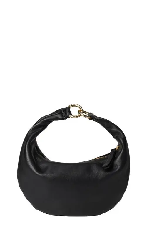 HYER GOODS Mini Leather Convertible Hobo Ring Bag - Black