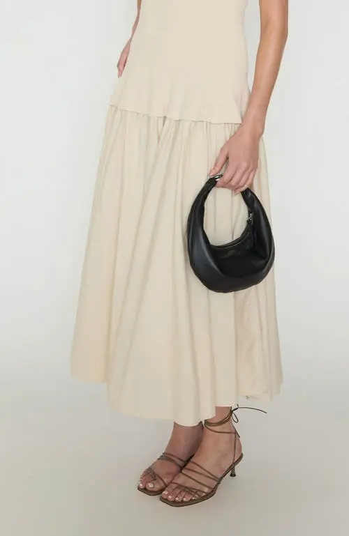 HYER GOODS Mini Leather Convertible Hobo Ring Bag - Black/silver