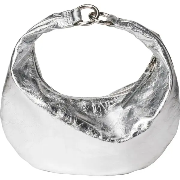 HYER GOODS Mini Leather Convertible Hobo Ring Bag - Silver