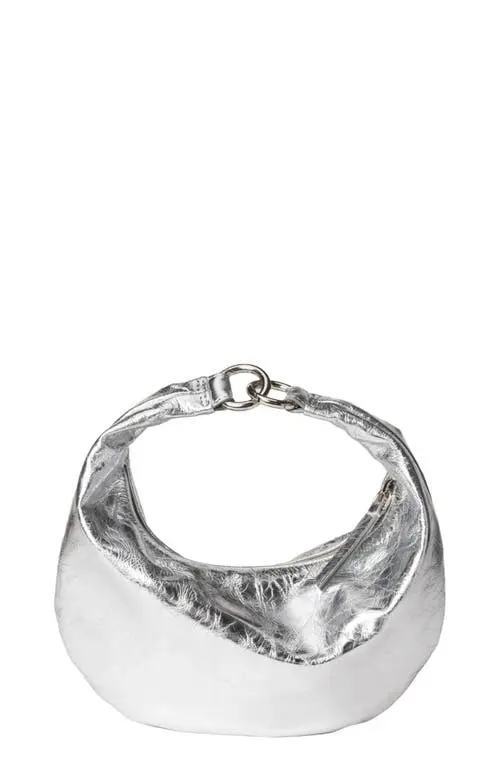 HYER GOODS Mini Leather Convertible Hobo Ring Bag - Silver