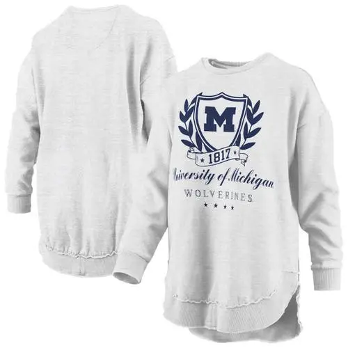PRESSBOX Michigan Wolverines Melange Poncho Pullover Sweatshirt