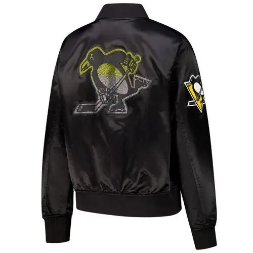 PRO STANDARD Pittsburgh Penguins Rhinestone Jewels Satin Full-snap Jacket - Black