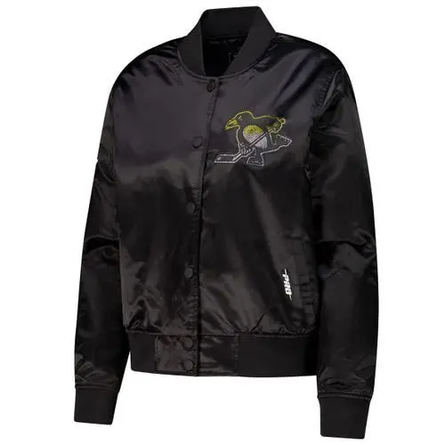 PRO STANDARD Pittsburgh Penguins Rhinestone Jewels Satin Full-snap Jacket - Black