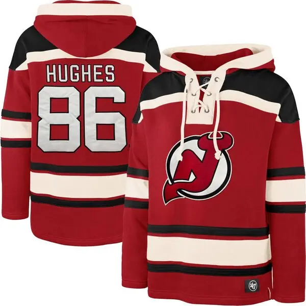 '47 Jack Hughes New Jersey Devils Big & Tall Lace-up Pullover Hoodie
