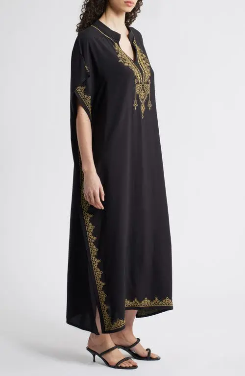 NIKKI LUND Evelina Embroidered Caftan - Black