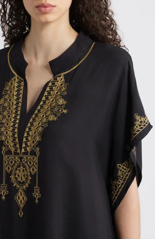 NIKKI LUND Evelina Embroidered Caftan - Black