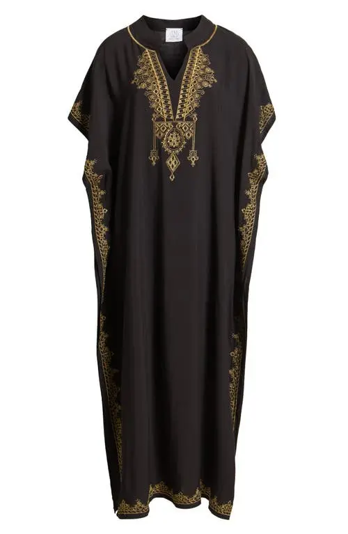NIKKI LUND Evelina Embroidered Caftan - Black