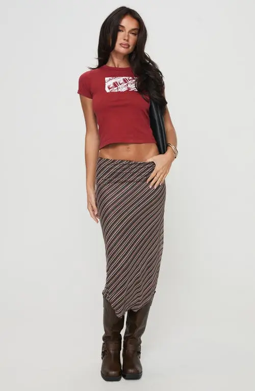 Princess Polly Harbor Low Rise Stripe Midi Skirt