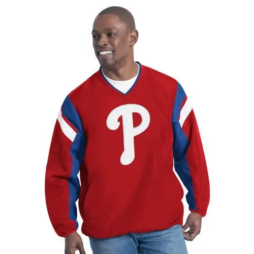 G-III SPORTS BY CARL BANKS Philadelphia Phillies Double Coverage V-neck Pullover - Red