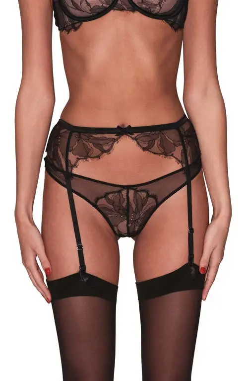 FLEUR DU MAL Sophie Mesh & Lace Cheeky Briefs - Black